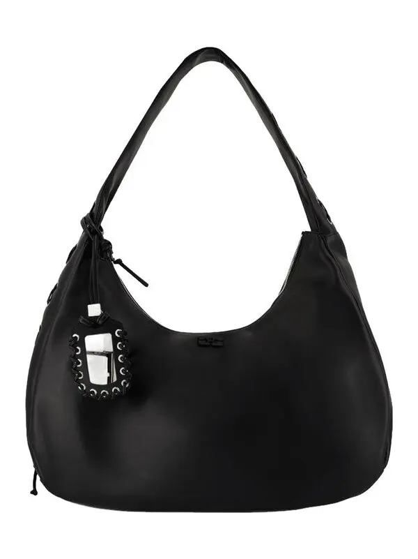 GANNI Bou Xxl Leather Shoulder Bag - Black