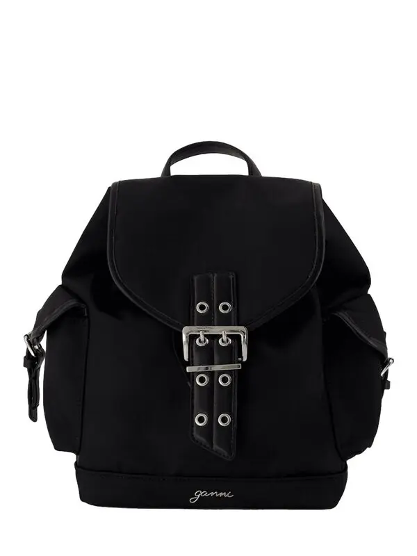 GANNI Small Nylon Backpack - Black