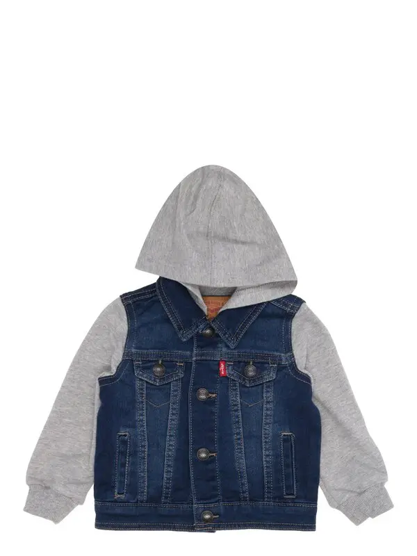 LEVI'S Denim Jacket With Plush Sleeves And Hood - Denim Blu