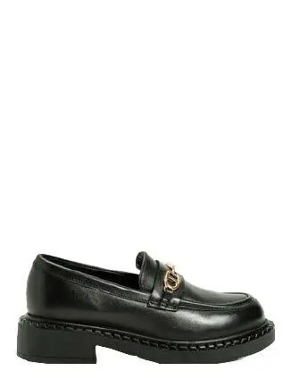 Twin-set Loafer With Chain Detail - Black