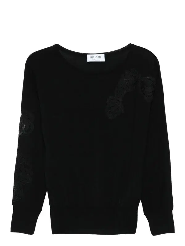 BLUGIRL Sweater With Lace Detailing - Black