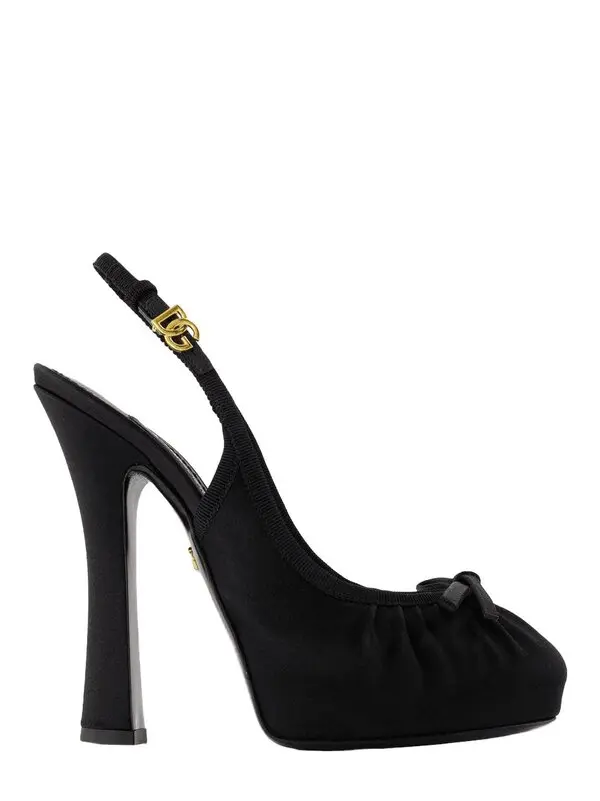 Dolce & Gabbana Satin Slingback Pumps - Black