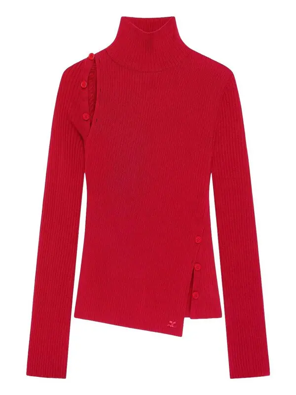 COURREGES Ribbed Turtleneck Sweater - Red