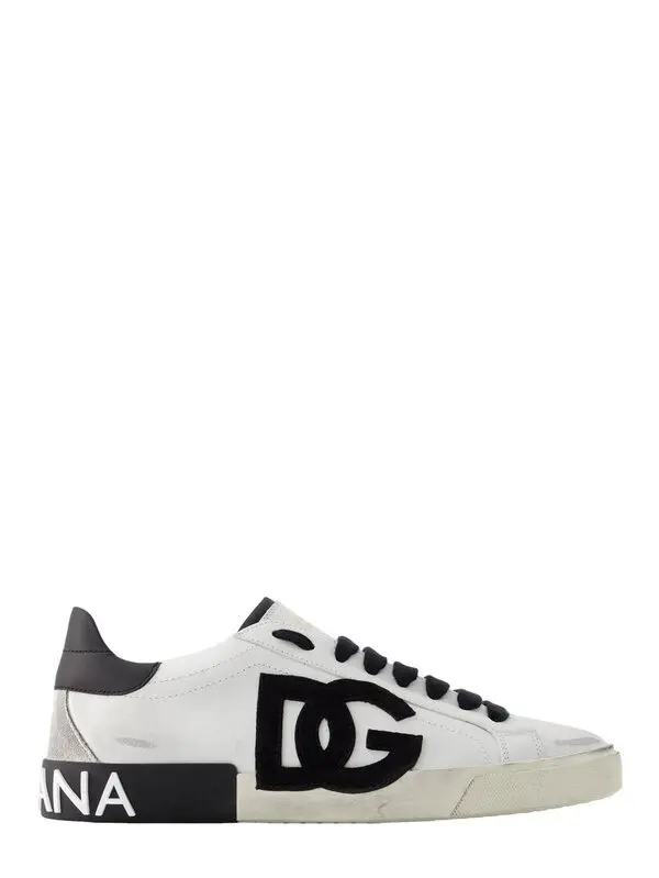 Dolce & Gabbana Portofino Leather Sneakers - White