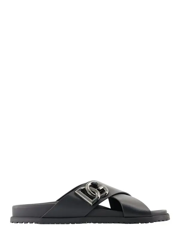 Dolce & Gabbana Leather Casual Sandals - Black