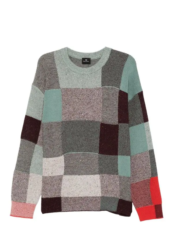 Paul Smith Crew Neck Patchwork Sweater - Blue