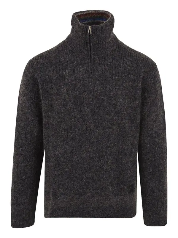 Paul Smith Regular Fit Zipper Neck Sweater - Black
