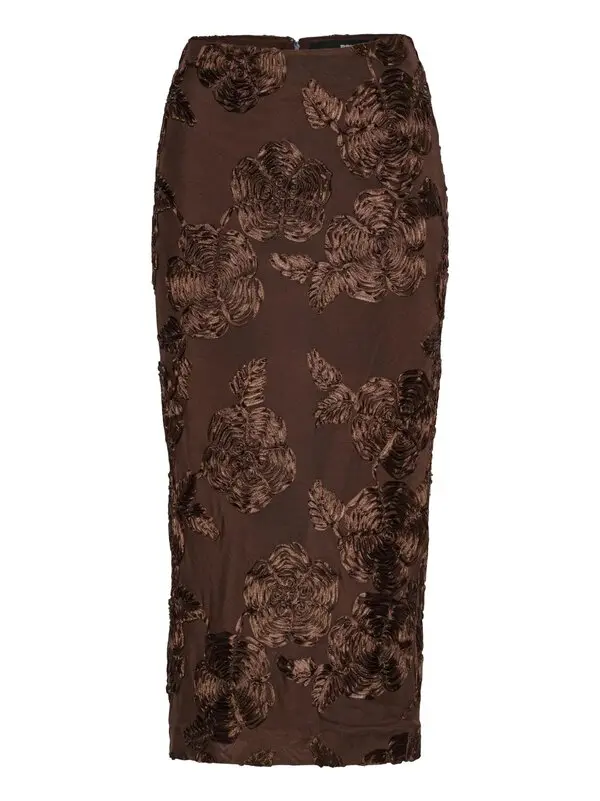 Remain Birger Christensen Floral Embroidered Skirt - Brown