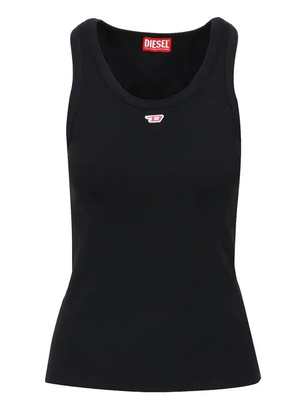 Diesel Ribbed Cotton Top - Black