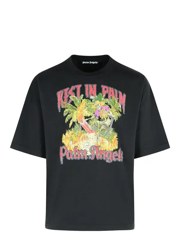 Palm Angels Rest In Palm' Cotton T Shirt - Black