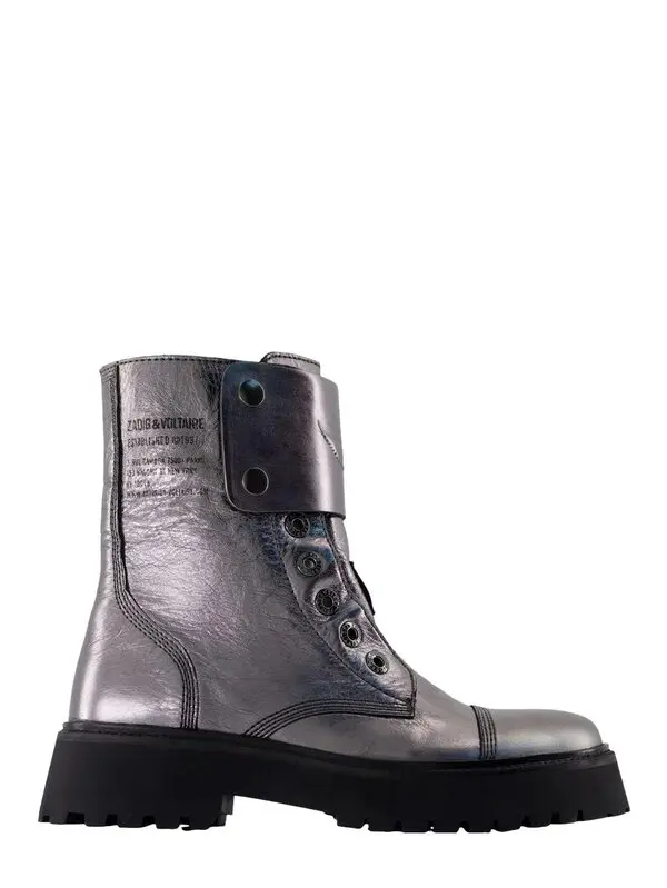 Zadig&Voltaire Leather Ankle Boots - Silver
