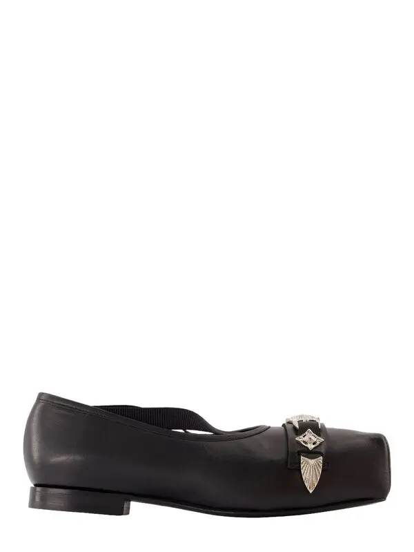 Toga Leather Ballerinas - Black