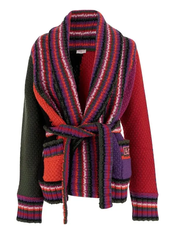 Emilio Pucci Color Block Wool Cardigan - Red