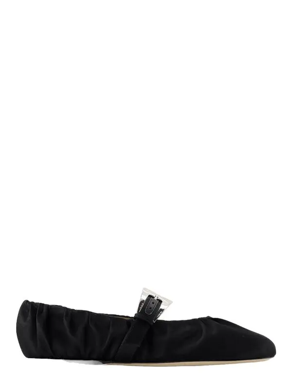 Paris Texas Sveva Plisse Silk Ballerinas - Black