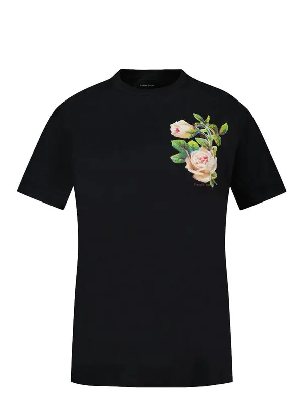 Simone Rocha Rose Banquet Cotton T-shirt - Black