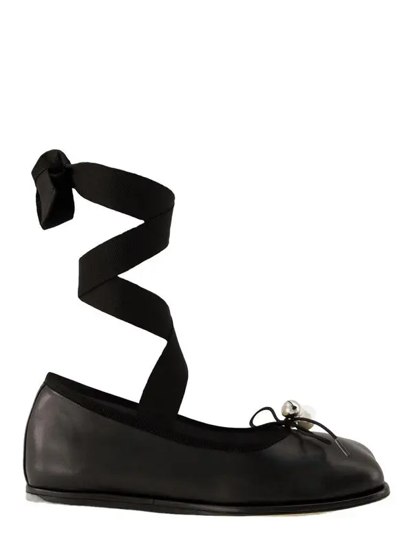 Simone Rocha Heart Toe Leather Ballerinas - Black