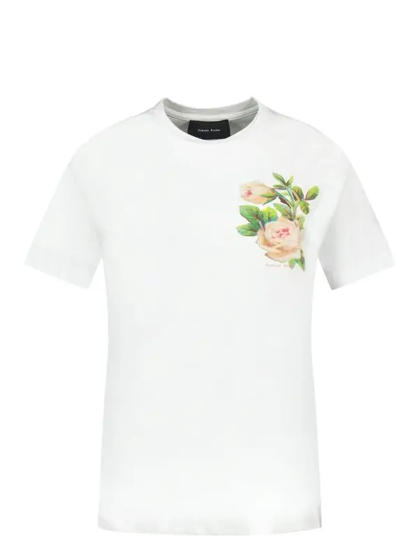 Simone Rocha Rose Banquet Cotton T-shirt - White