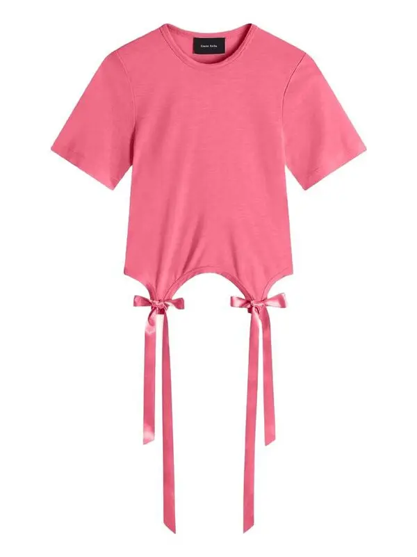 Simone Rocha Cotton T-shirt With Bow Detail - Pink