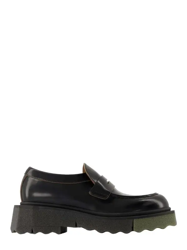 Off White Sponge Loafer Ankle Boots - Black