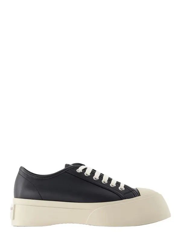Marni Laced Up Leather Sneakers - Black