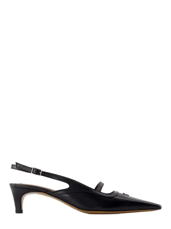 Maison Kitsuné Pointy Slingback Leather Pumps - Black