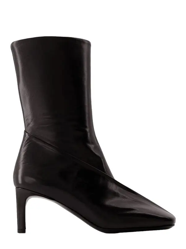 JIL SANDER Leather Ankle Boots - Black