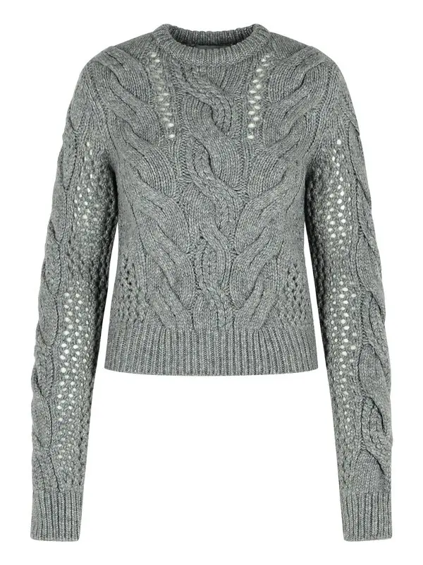 Sportmax Medium Wool Blend Crew Neck Sweater - Grey