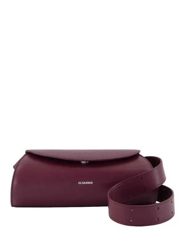 JIL SANDER Cannolo Mini Leather Purse - Burgundy
