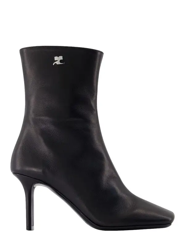 COURREGES Square Toe Ankle Boots - Black