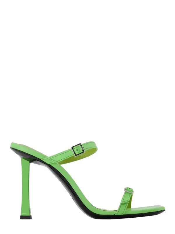 By Far Flick Leather Mules - Green