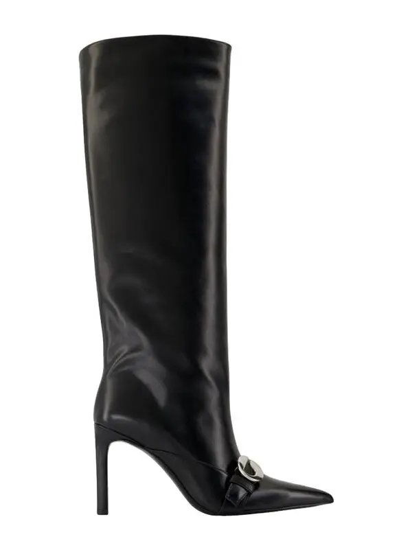 Coperni Leather Belt Boots - Black