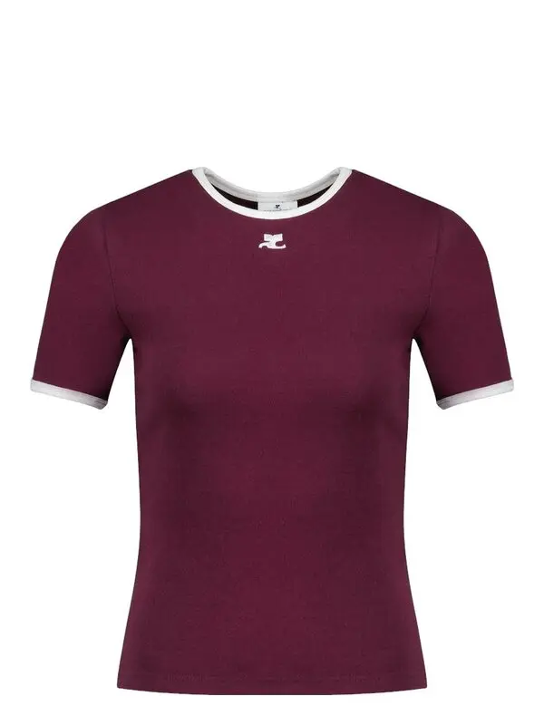 COURREGES Signature Cotton T-shirt - Burgundy