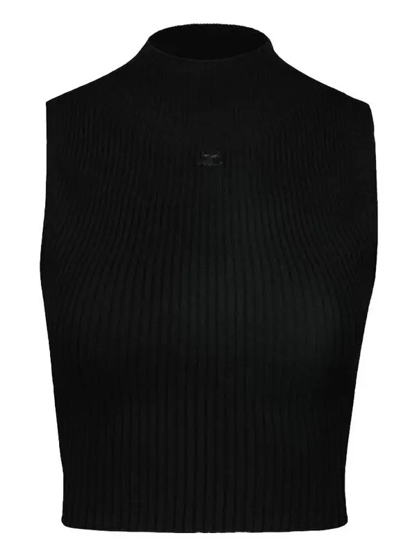 COURREGES Mockneck T-shirt - Black