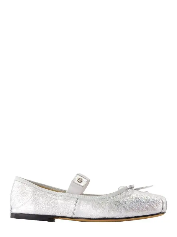 ANINE BING Jolie Leather Flat Shoes - Silver