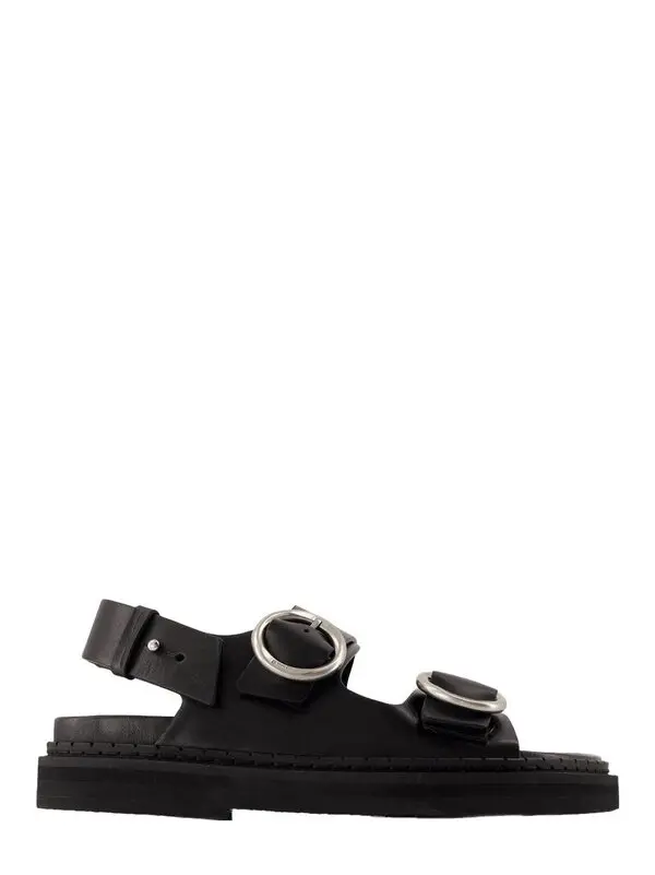 Ami Leather Fussbet Sandals - Black
