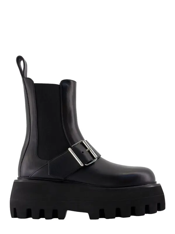 Alexander McQueen Leather High Ankle Boots - Black