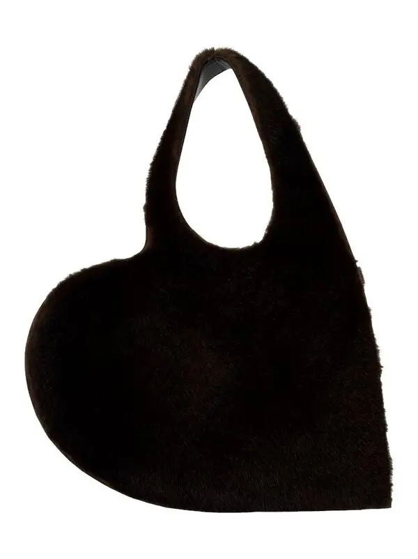 Coperni Faux Fur Heart Shoulder Bag - Brown