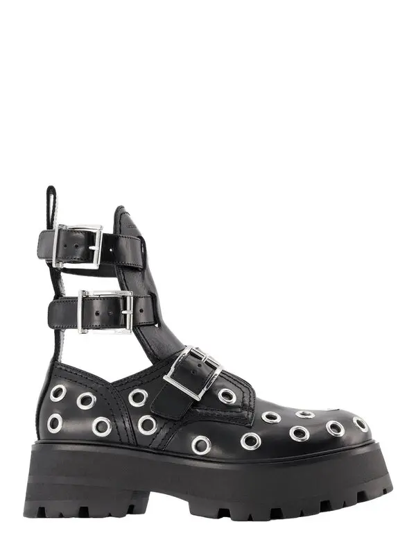Alexander McQueen Leather Ankle Boots - Black