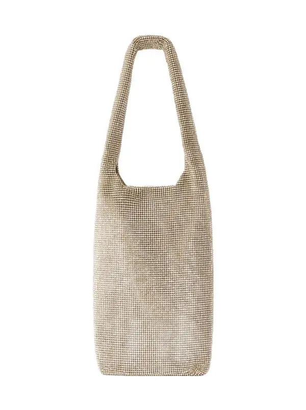 Kara Crystal Mesh Wine Cooler Shoulder Bag - Beige
