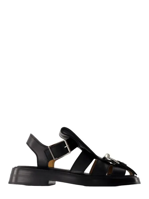 Alexander McQueen Leather T-bar Sandals - Black