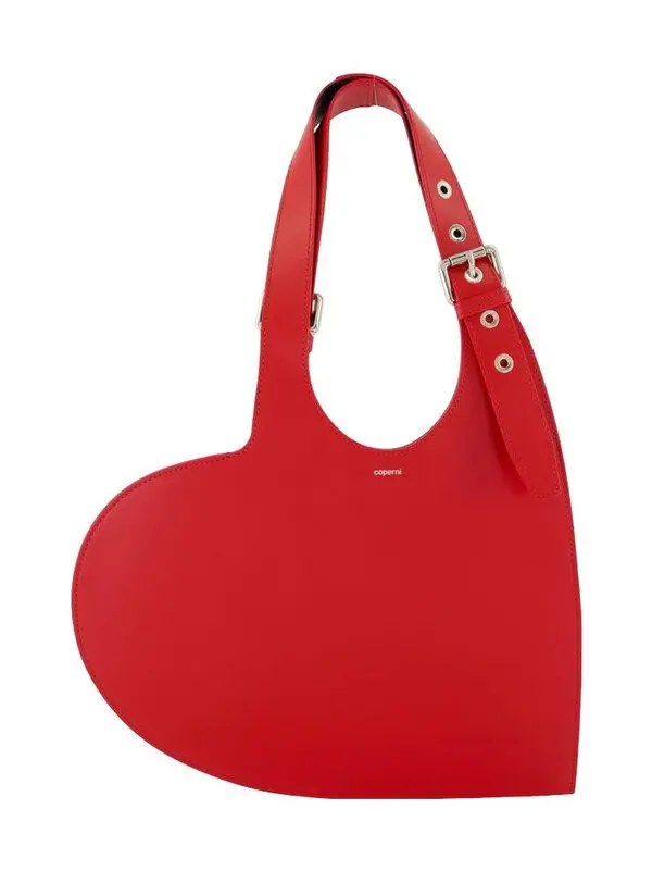 Coperni Belted Heart Leather Shoulder Bag - Red