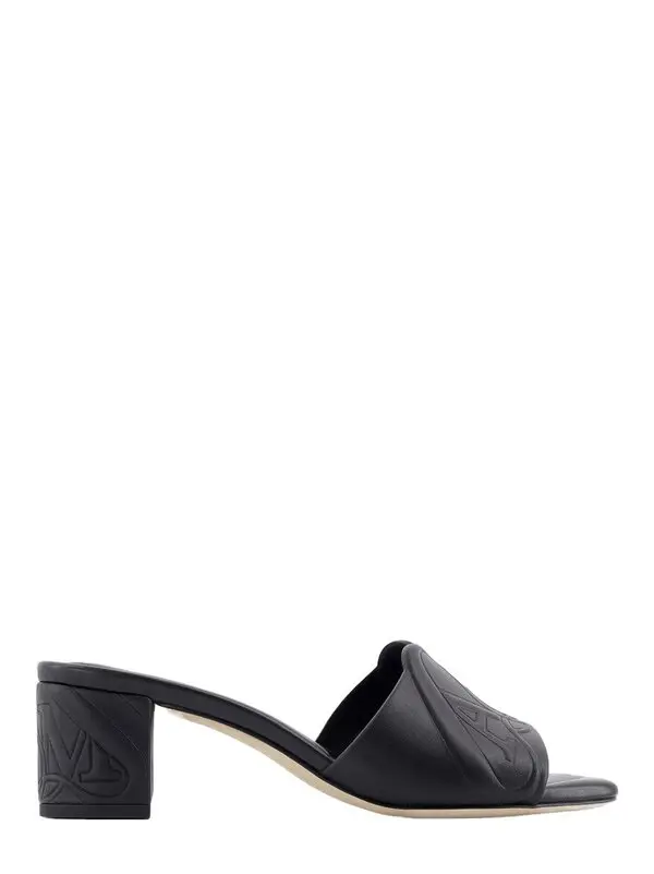 Alexander McQueen Seal Heeled Leather Sandals - Black