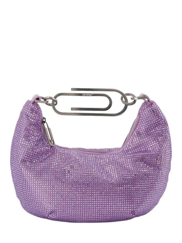 Off White Binder Clip Strass Bag - Purple