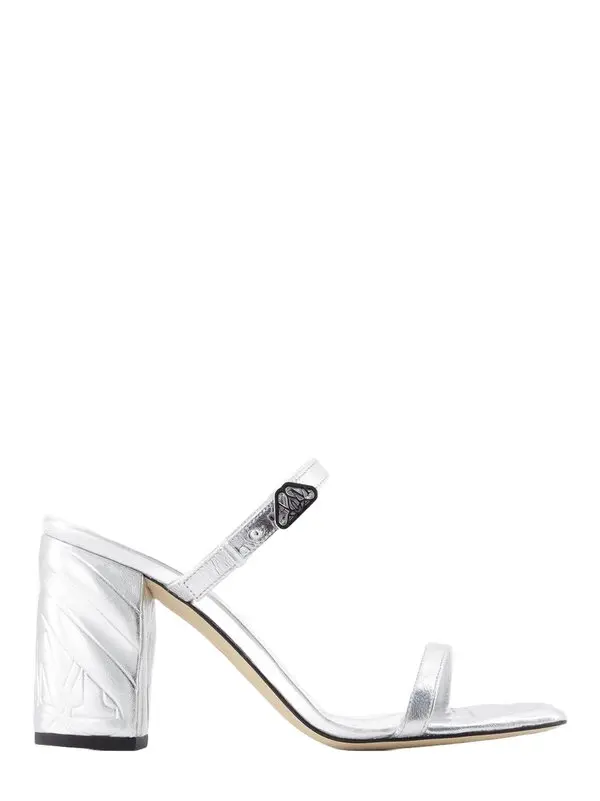 Alexander McQueen Seal Heeled Leather Sandals - Silver