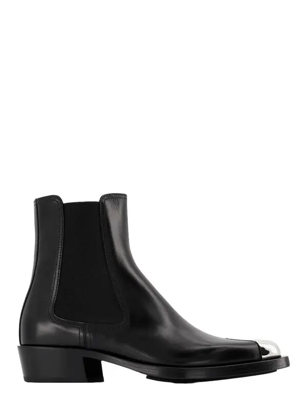 Alexander McQueen Boxcar Leather Boots - Black