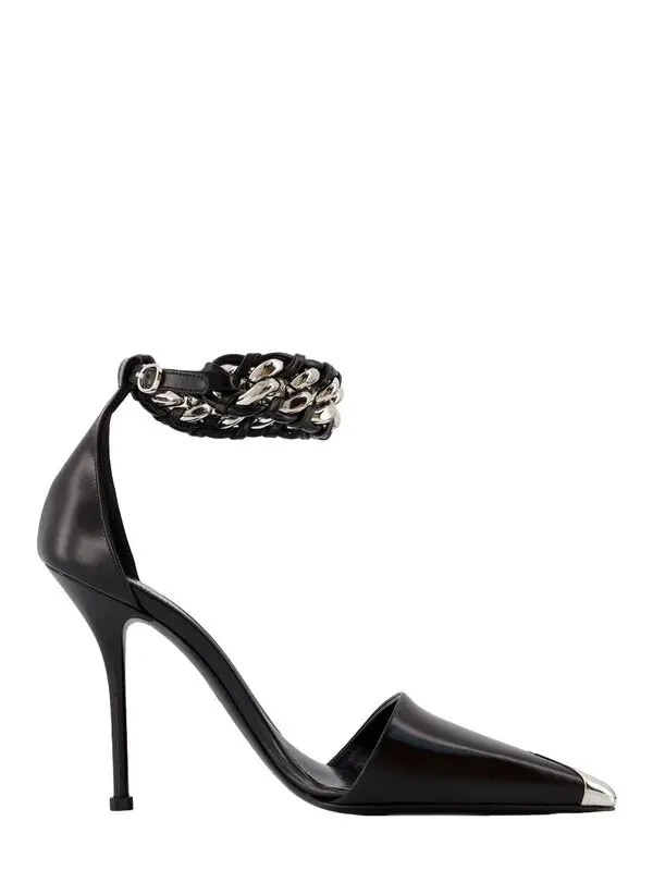 Alexander McQueen Pumps With Chain Link Detailing - Black