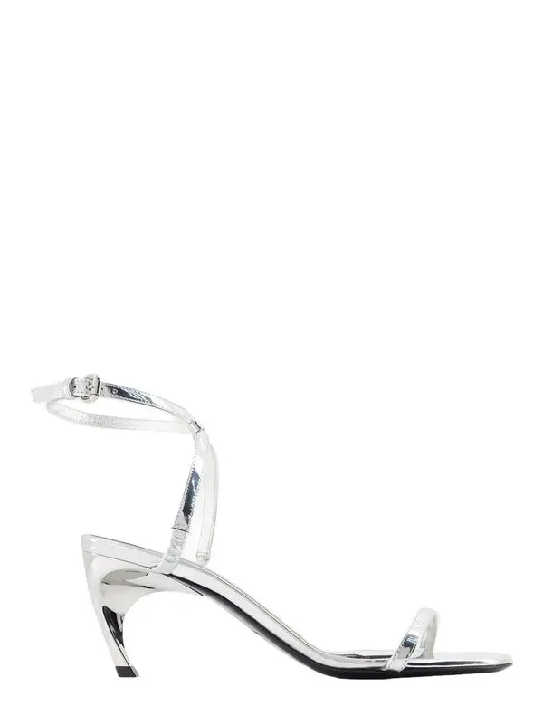 Alexander McQueen Seal Heeled Leather Sandals - Silver