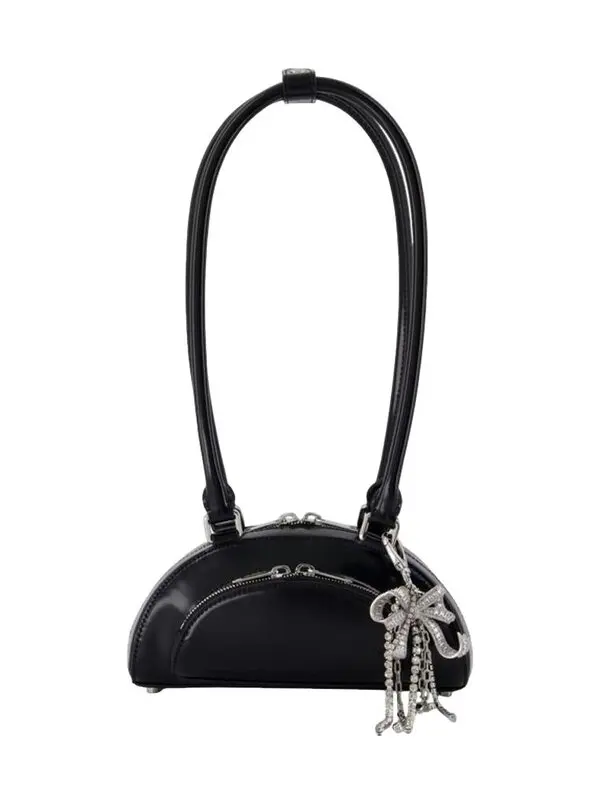 SELF-PORTRAIT Mini Leather Shoulder Bag With Charm - Black