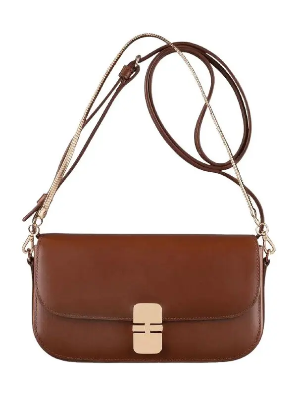 A.p.c. Grace Chaine Leather Clutch - Brown