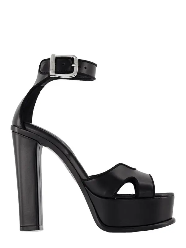 Alexander McQueen Leather Platform Pumps With Silver Hardware - Black